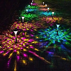 AGPTEK Solar Pathway Lights 6 Pack, Bright Christmas Decorative Dynamic Color Changing & Warm White Solar Lights Outdoor, Solar Landscape Path Lights for Garden, Yard, Driveway, Walkway, Fence, Lawn
