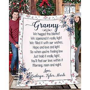 Personalized Granny Blanket with Grandkids Name, Custom Granny Blanket, Christmas Mothers Day Blanket Gift for Granny from Grandson Granddaughter Son Daughter, Blanket for Granny from Grandkids