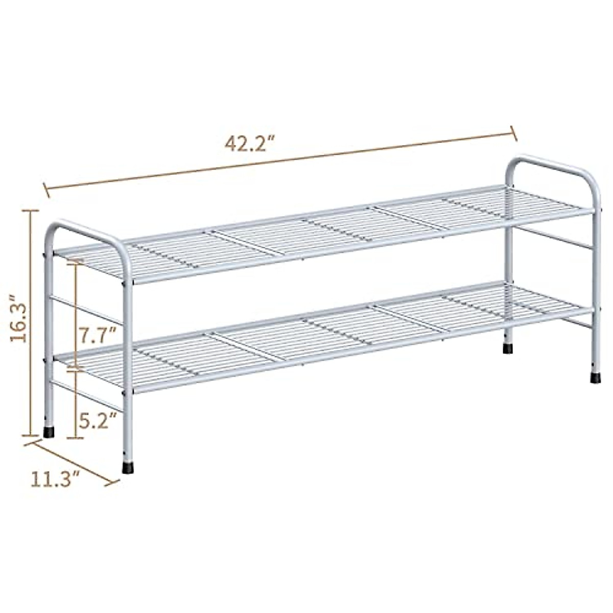 Dicasser 2-Tier Long Shoe Rack Organizer Extra Large Capacity for 18 Pairs,Silver