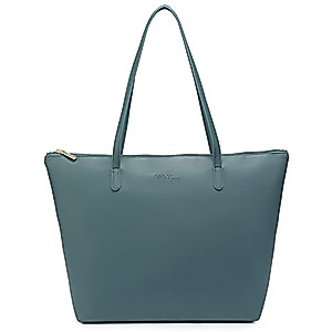 NNEE Water Resistance Light Weight Leather Tote Bag Big Capacity Handbag Shoulder Bag - Dark Green