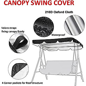 BTURYT Waterproof Swing Top Cover & Seat Cover,Patio Swing Canopy Replacement,Outdoor Swing Canopy Cover Set,210D Oxford Cloth, for Outdoor/Patio/Lawn/Garden-(top Cover + Chair Cover)