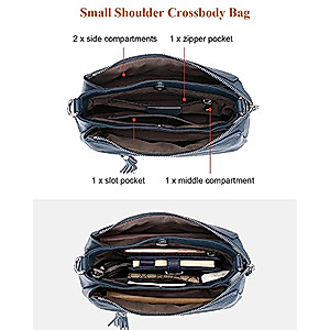 Over Earth Genuine Leather Handbags for Women Crossbody Bag Ladies Shoulder Hobo Purse Small(O111-2E Indigo Blue)