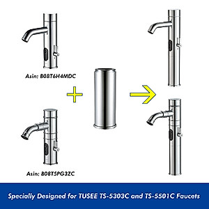 TUSEE Height Adding Pipe for Faucet, Elevating Pipe for TUSEE Manual and Automatic Faucet, Height-Adding Tube of Vanity Vessel Sink Faucet, Chrome, TS-95002C-H125