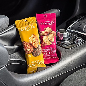 Sahale Snacks Pomegranate Vanilla Cashews, 1.5 oz Bags (18 Packs) - Dry-Roasted Deluxe Mixed Nuts with Pomegranate Infused Apples & Madagascar Vanilla - Non-GMO, Kosher, & Certified Gluten-Free Snacks