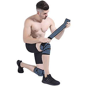 Men Women Compression Wrap-Around Bandage Leg Calf Bandaging Pads Support Breathable Adjustable Long Fitness Sports Injury Recovery Strap Leg Sleeves Shin Band Ankle Knee Tapes Wraps, 180 * 8cm