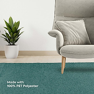 Ambiant Saturn Collection Solid Color Area Rugs Teal - 6' x 9' Rectangle, Indoor, Stain Resistant, Perfect for Living Room, Bedroom, Dining Room, Entryway, Doorway, Pet & Kids Friendly Rug, Wedding