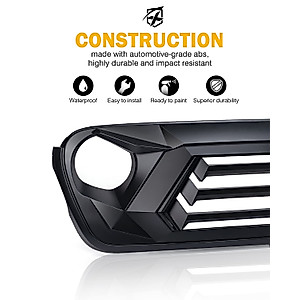 Xprite Front Grille with Turn Signals and Daytime Running Light, Matte Black Grille Compatible with 2018-2024 Jeep Wrangler JL JLU & 2020+ Gladiator JT