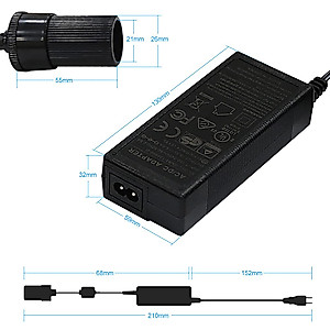 ICECO AC Adapter for Dual Use at Home & Car, AC to DC Converter Connecting Cigarette Cord, 80W Universal Portable Refrigerator Power Cord for Portable Refrigerator Fridge Freezer