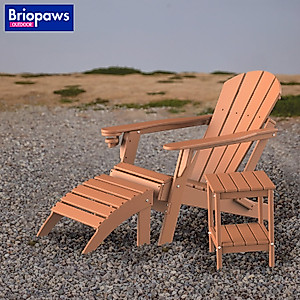 BRIOPAWS Folding Adirondack Ottoman, HDPE Adirondack Chair Footrest Weather Resistant, Plastic Outdoor Footstool for Patio Backyard Poolside Porch Deck Lawn Indoor, Apricot, 19.7W x 18.5L x 13H Inch