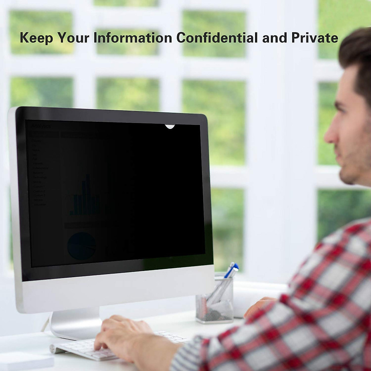 Skylarking 24 inches Computer Privacy Screen Filter, Anti-Spy Anti-Glare Screen Protector Film Compatible 24" Widescreen Computer Monitor with Aspect Ratio 16:9 (WxH:531mm x 298mm)