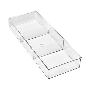 Whitmor 6-Section Clear Drawer Organizer & 3 Section Small Easy Clean Clear Plastic Resin Drawer Organizer