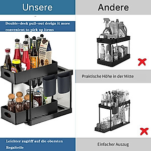 2 PackUnder sink organizer, double pull-out drawer multi-purpose under sink organizers and storage for bathroom kitchen,8 hooks 4cup