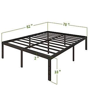 LOTCAIN 18 Inch Metal Platform Bed Frame/3500lbs Heavy Duty Steel Slat Mattress Foundation/Reinforced Platform/Noise Free/Easy Assembly,Twin/Twin XL/Full/Queen/California King (King)