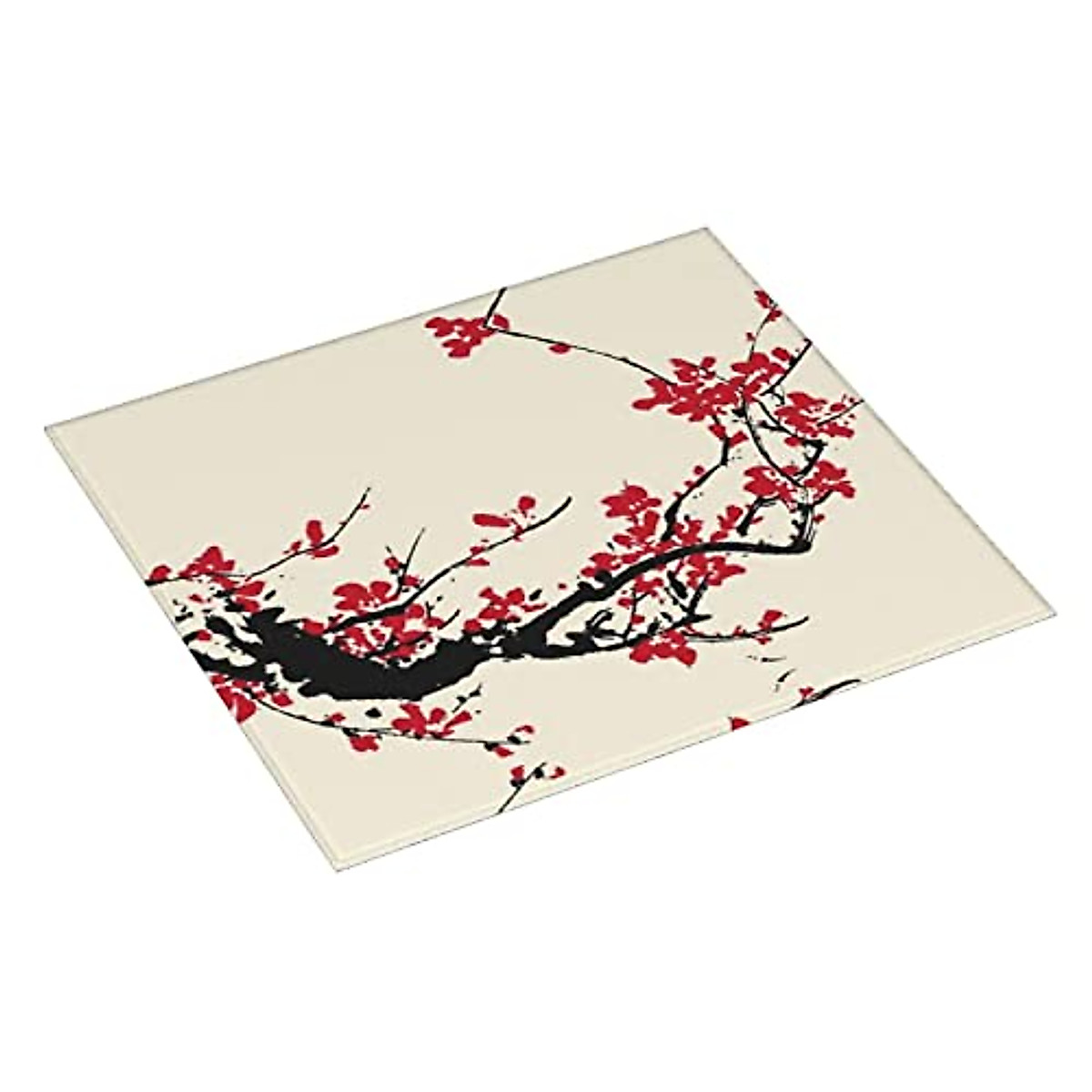 Japanese Floral Cherry Blossom Printed Drying Mat For Kitchen Ultra Absorbent Microfiber Dishes Drainer Mats Non-Slip Silicone Quick Dry Pad - 18 X 16inch