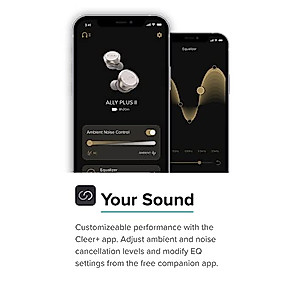 Cleer Audio Ally Plus II True Wireless Noise Cancelling Earbuds, Long Lasting 33 Hour Battery, Best Bluetooth Earbuds, Smart Controls Mobile App, Midnight Blue