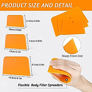 Frienda Body Filler Spreaders Automotive Body Fillers Plastic Auto Spreader Auto Body Spreader for Applying Fillers Putties Glazes Caulks and Paint (15, 3 Sizes)