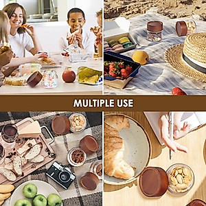 DOPHCOZFFY Salad Dressing Container To Go, 4.2 oz Glass Small Condiment with Lids, Dipping Sauce Cups Set, Leakproof Reusable for Lunch Box Work Trip (Bamboo and wood glass jar 4PCS)