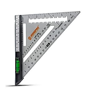 RONGPRO Multifunctional Rafter Square, 7 Inch Triangle Carpenter Square Metal Alloy, Rafter Square Layout Tool
