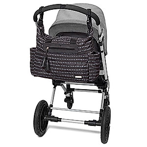 Skip Hop Messenger Diaper Bag with Matching Changing Pad, Riverside Ultra Light, Black Dot