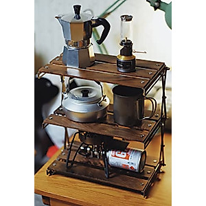 Keenature Black Walnut Camping Table Shelf Portable for Picnic,Camp,Beach,Fishing,Hiking,BBQ,Parties or Outdoor Activities