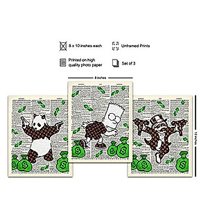 Bart Simpson Poster - 8x10 Set - Banksy Wall Art - Graffiti Wall Art of Louis Vuitton - LV Wall Decor - Money Decorations Wall Decor - Urban Wall Decor - Funny Street Art Mural for Alec Monopoly Fans