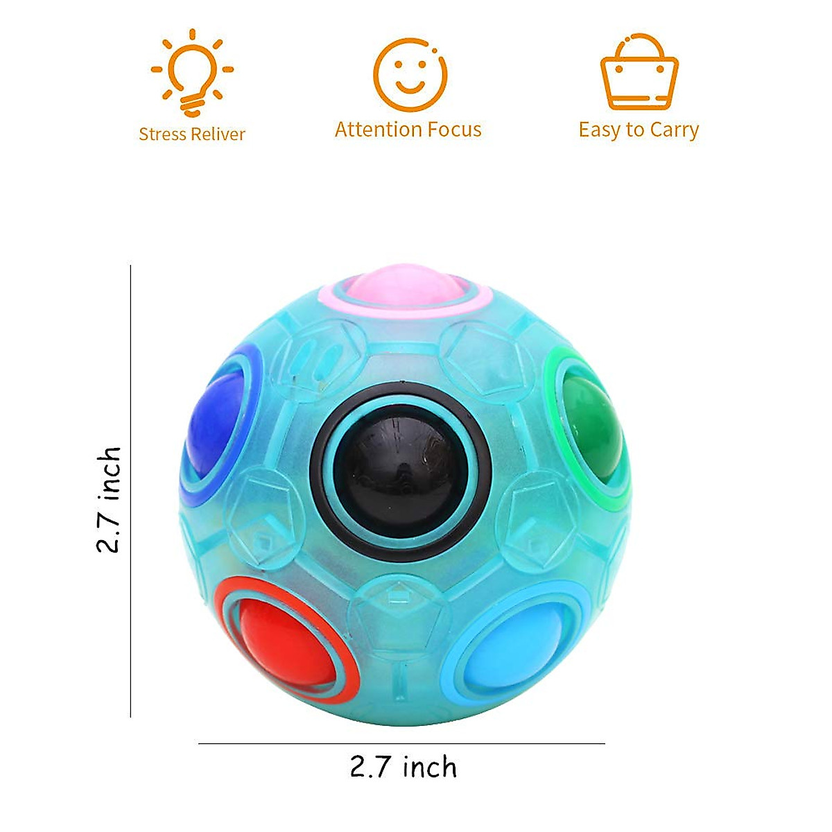 Moruska Rainbow Puzzle Ball Cube Magic Rainbow Ball Puzzle Color Shift Puzzle Ball Fidget Toy Stress Reliever Brain Teaser for Kids and Adults Set of 2