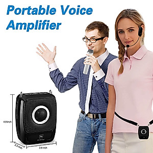 Bluetooth Voice Amplifier Personal Portable Pa System, 25W Megaphone Speaker with 2 Wireless Mics, Voice Amplifier with Wireless Microphone System for Teachers Teaching Singing Outdoor Indoor ect