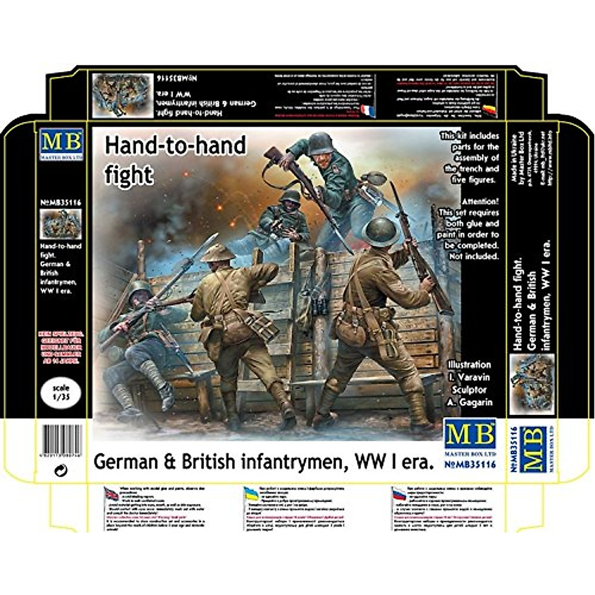 BRITISH & GERMAN INFANTRYMEN HAND TO HAND FIGHT WWI ERA 1/35 MASTER BOX 35116