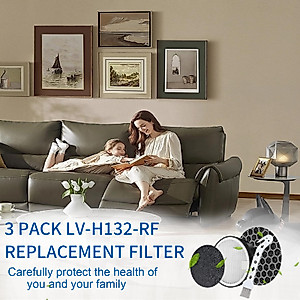 LV-H132 Replacement Filter Compatible with LEVOIT LV-H132-RF Filter Replacement, 3 Pack Filter with 2 Brush