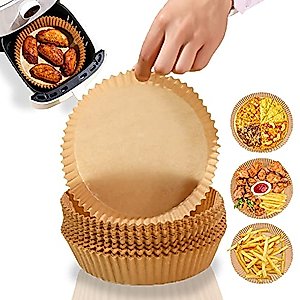 100PCS Air Fryer Disposable Paper Liner, Cooking Paper for Air Fryer, Non-Stick Air Fryer Lined Oil Resistant, Waterproof, Food Grade Baking Paper Baking Microwave Baking Paper