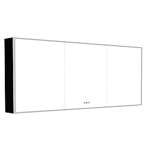 tunuo Medicine Cabinets for Bathroom with Mirror, 60”W x 36”H Wall Mounted LED Medicine Cabinet Mirror with Defogger, Dimmer, Outlets & USB, Three Doors