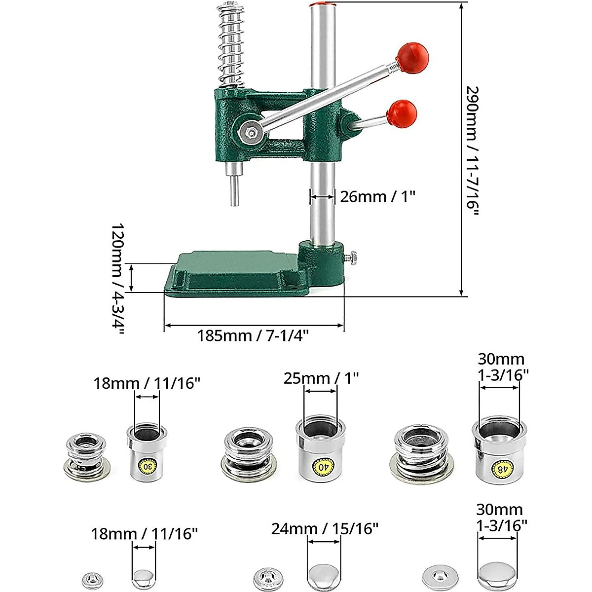 HACSYP Hand Press Punching Machine, Handmade Fabric Covered Button Maker Machine Kit, Cloth Button Cover Making Machine DIY Tools with 3 Molds
