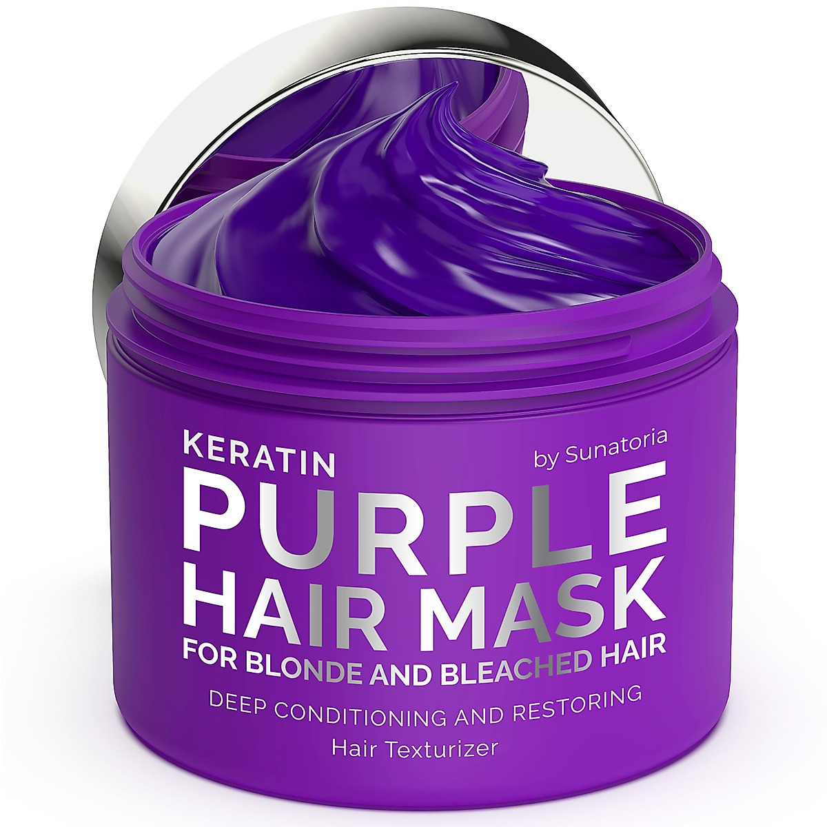 SUNATORIA NEW Keratin Purple Hair Mask- Blonde Hair Purple Toner - Repair & Nourishment Treatment for Bleached, Brassy Hair - No Yellow Tones - Deep Conditioner for Color Treated Locks