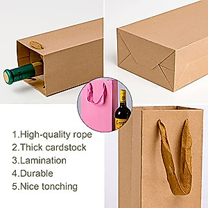 Smilerain Wine Gift Bags, 10Pcs Colors Reusable Gift Bags with Handles, 20 Sheets of Wrapping Paper with Star and Ribbon, Wine Bags Perfect for Wedding Birthday Holidays and Gifts,3.5 x 4.3 x 13.8 In