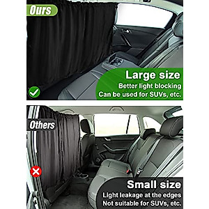 Car Divider Curtain - Wide Car Privacy Blackout Shades with Storage Bag for Baby Nap, Removable Sedan SUV Van Sunshade Covers Screen for Car Camping Sleeping Accessories