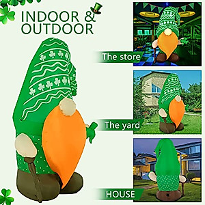 Inflatable St Patricks Decorations 7FT Blow Up Leprechaun with Walking Stick Inflatable Green Hat Elf Holding Shamrocks for Irish Day Yard Decoration Lucky Holiday Outdoor Clearance…