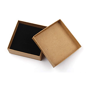 12 Packs Kraft Paper Jewelry and Retail Boxes, 2.76 x 2.76 x 1.18-inches, Mache Earring Pendant Necklace Boxes, Square Cardboard Jewelry Boxes(Brown)