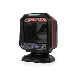 OBZ 1D 2D Desktop Barcode Scanner, Omnidirectional USB Hands-Free Barcode Scanner, 1D 2D PDF417 Bar Code Reader with Automatically Scanning for Retail Store, Supermarket, Warehouse, Library
