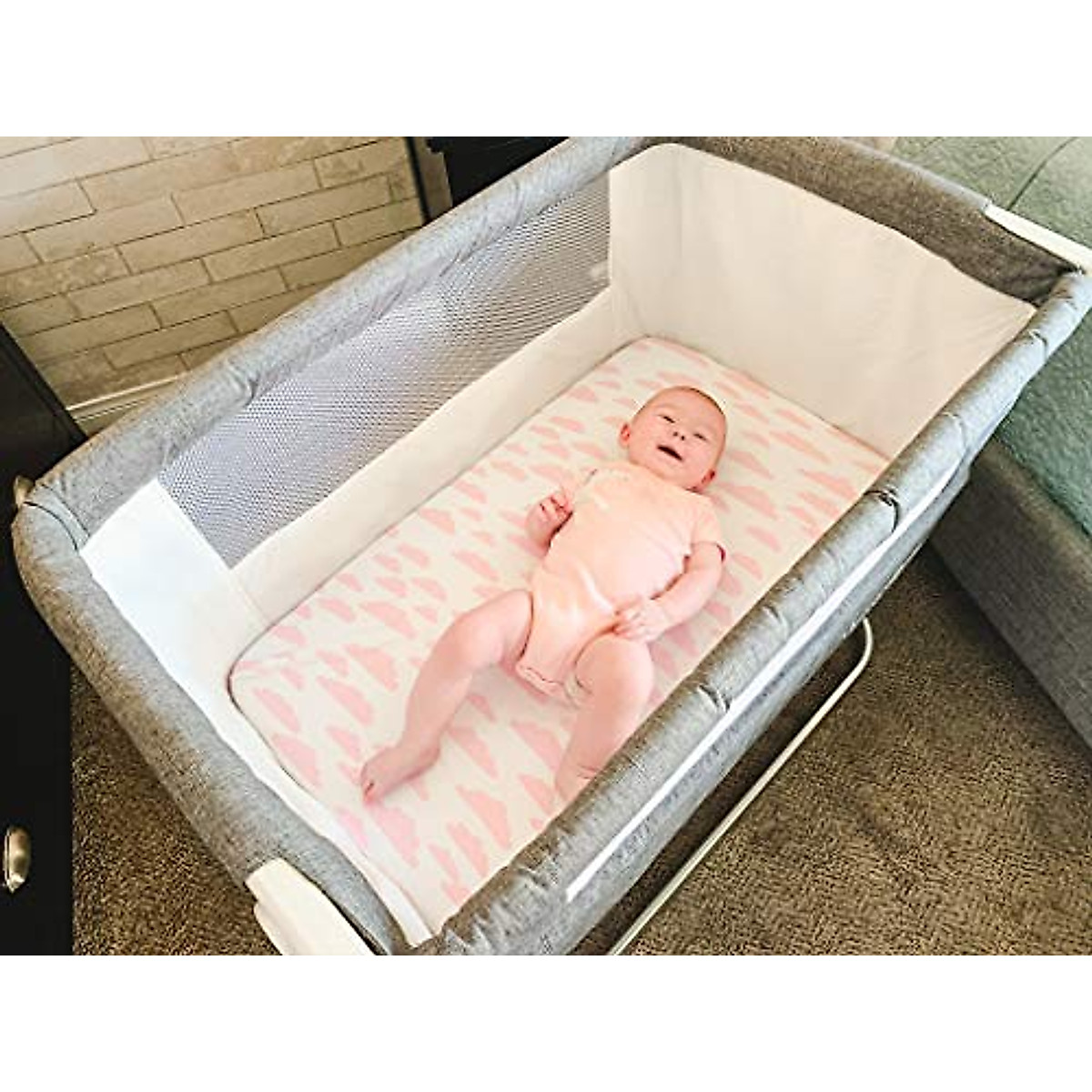 Bassinet Bed Sheets – Premium Bassinet Fitted Sheet for Halo, Mika Micky, Maxi COSI & Others - 4 Pack - 100% Jersey Knit - Bassinet Bedding for Standard Size Oval or Halo Bassinet Pads for Girls