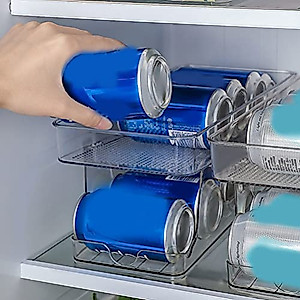 UPKOCH Soda Can Organizer Double- Layer Automatic Rolling Refrigerator Can Storage Bin Beverage Holder Pop Soda Can Dispenser with Lid for Fridge Freezer Kitchen Countertops Cabinets