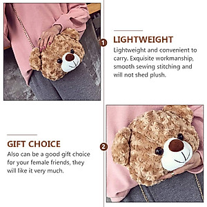 VALICLUD Storage Bag Crossbody Bag Cute Bags Lovely Cartoon Shaped Shoulder Bag Plush Chain Bag for Girls Women Head Bags Coffee Bear Purse Plush Shoulder Bag