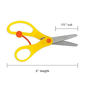Hygloss-Armada Art Snippy Spring-Action Scissors - Spring Back Open as You Cut - Stainless Steel, Blunt Tip Blades - Easy Cutting for Children - Kids’ Arts & Crafts - 5 Inches - Yellow - 3 Pairs