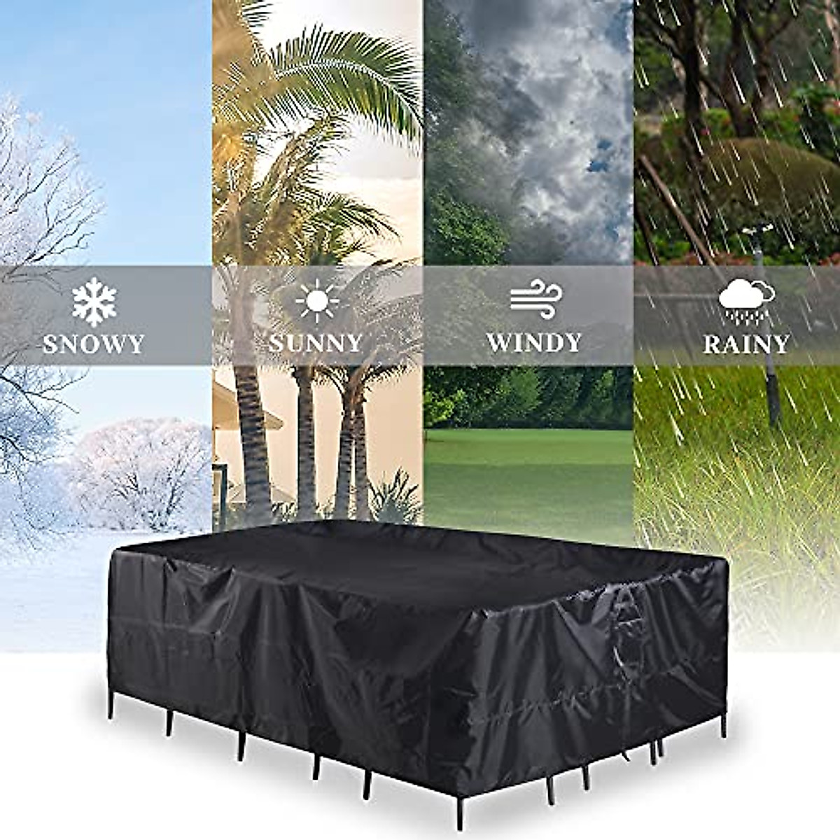 ALSTER Patio Table Covers Waterproof for 4-6 Seat, Outdoor Furniture Covers(90" L x 63" W x 30" H), Rain Snow Dust Wind-Proof
