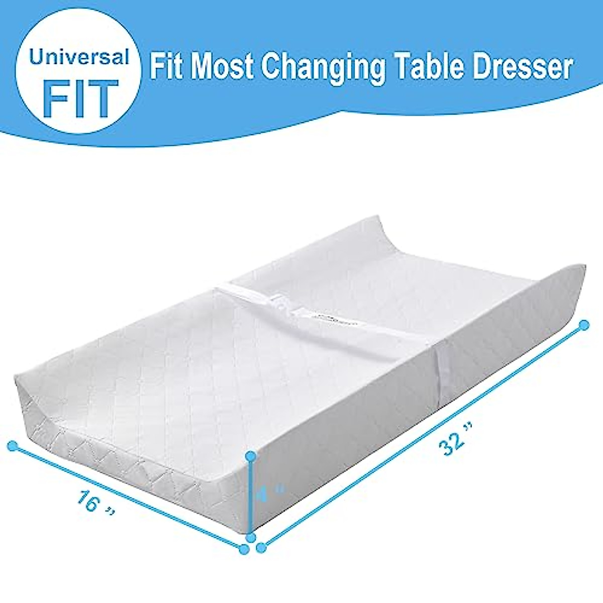 Mecc Ecoh Diaper Changing Pad with Liners - Comfortable & Protective Changing Table Pad with Waterproof Surface & Non-Skid Bottom, 16"x32"