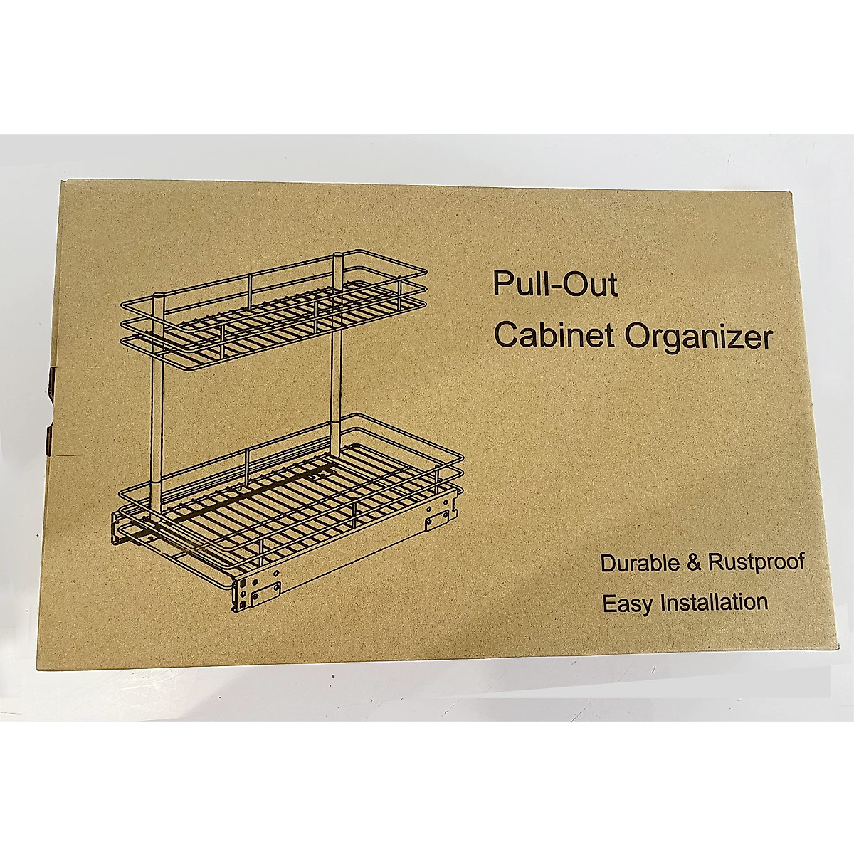 FANHAO Pull Out Cabinet Organizer, 2 Tier Wire Basket Under Sink Slide Out Storage Shelf with Sliding Drawer Storage - 10.43W x 17.32D x 14.56H, Request at Least 12 inch Cabinet Opening, Chrome