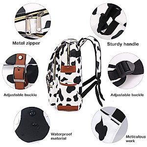 FEWOFJ Cow Print School Bag for Girls, 15.6" Laptop Backpacks College Bookbags Casual Daypack