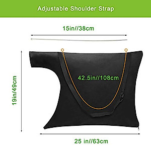 Luxiv Blower Leaf Bag 20 X 24 Inches, Black Leaf Blower Replacement Bag Leaf Blower Vacuum Bag with Zipper and Shoulder Strap (1, Black)