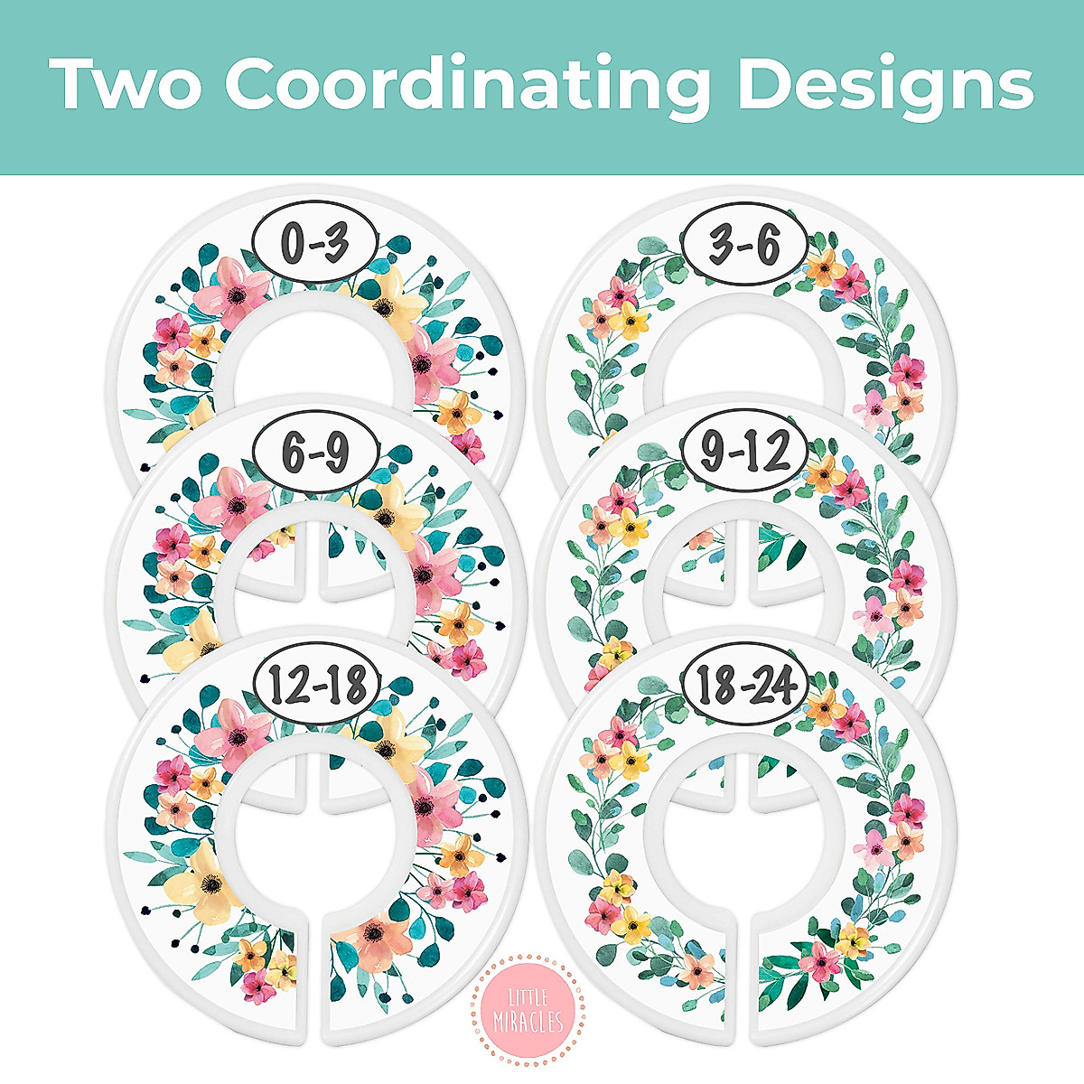 Baby Closet Size Dividers - Rustic Floral Nursery Closet Dividers for Baby Clothes - Dividers by Month for Baby Girl Nursery Decor - Flower Baby Closet Dividers for Clothing Racks - [Rustic Floral]