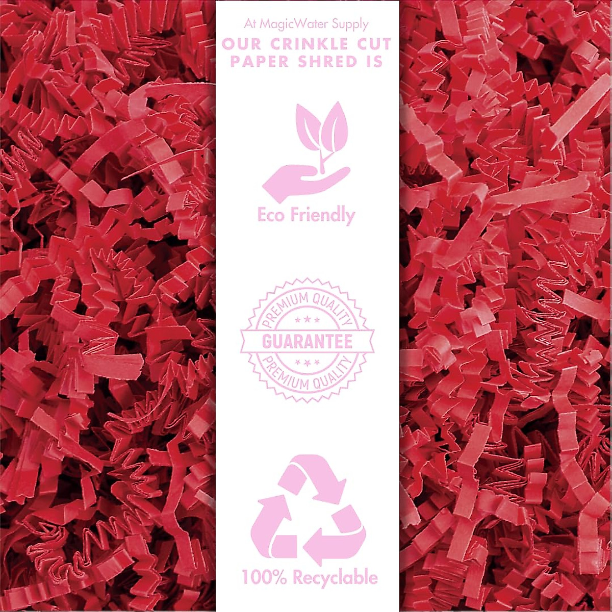 MagicWater Supply Crinkle Cut Paper Shred Filler (2 oz) for Gift Wrapping & Basket Filling - Red