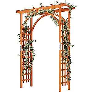 Yaheetech Wedding Arches 7FT Wood Backdrop Stand Wooden Garden Trellis Arbor Climbing Arbor Arch for Ceremony Planting Garden Patio Greenhouse Bridal Party Decoration Decor